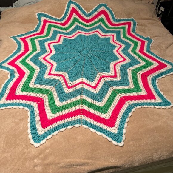 None | Bedding | Rainbow Sherbet Ripple Star Baby Blanket Green Teal ...